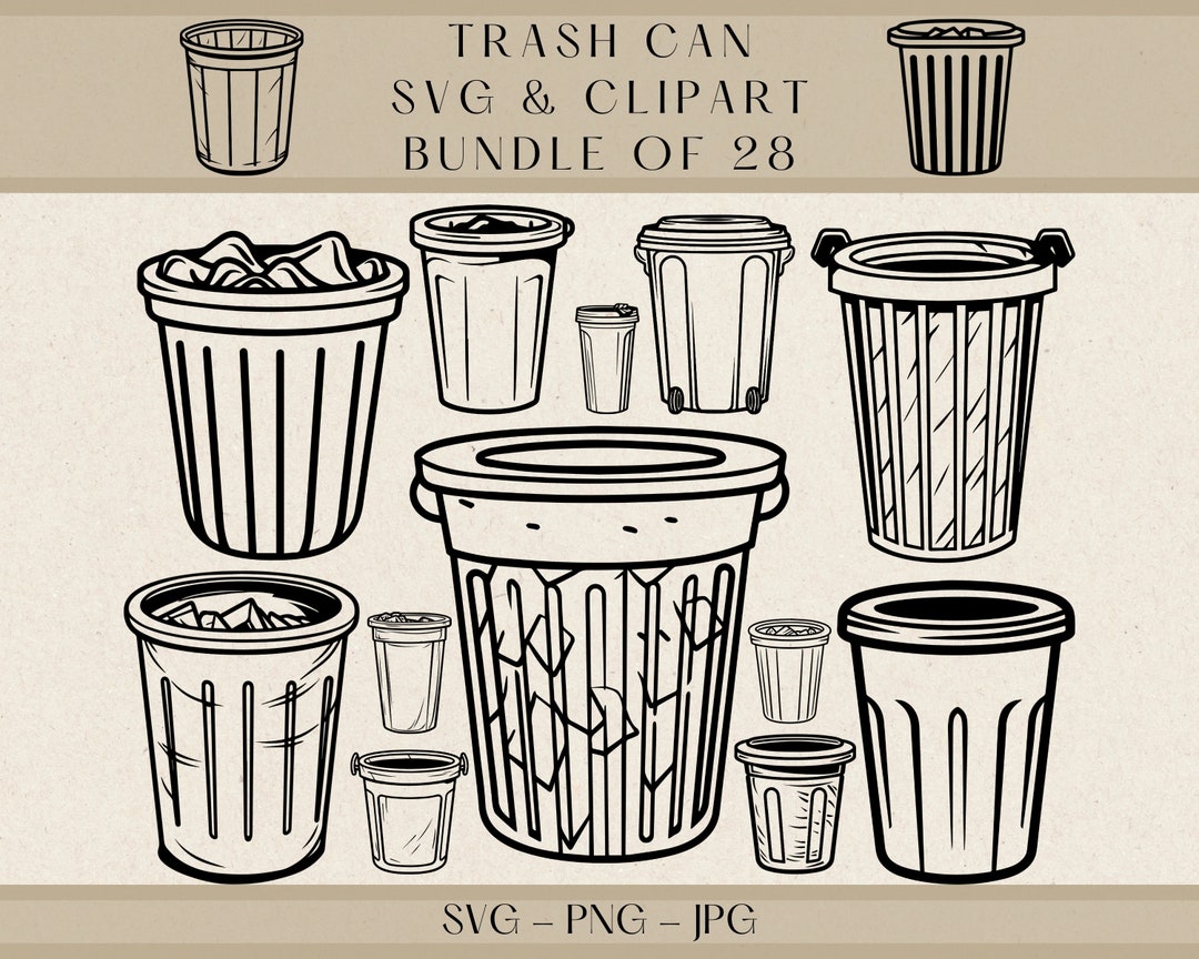 Trash Can Svg, Garbage Bin Svg, Recycle Bin Svg, Rubbish Bin Svg, Trash ...