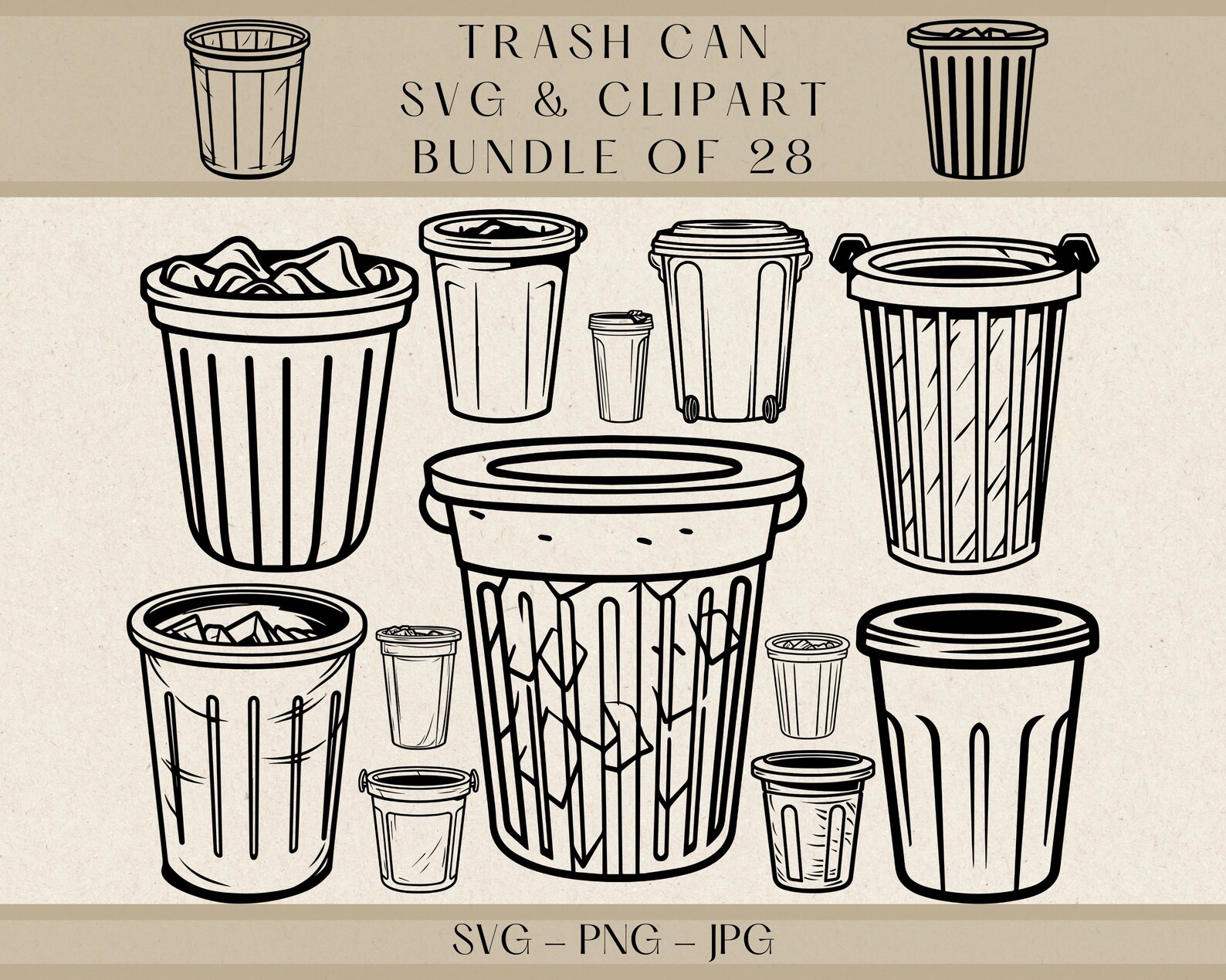 Trash Can Svg, Garbage Bin Svg, Recycle Bin Svg, Rubbish Bin Svg, Trash ...