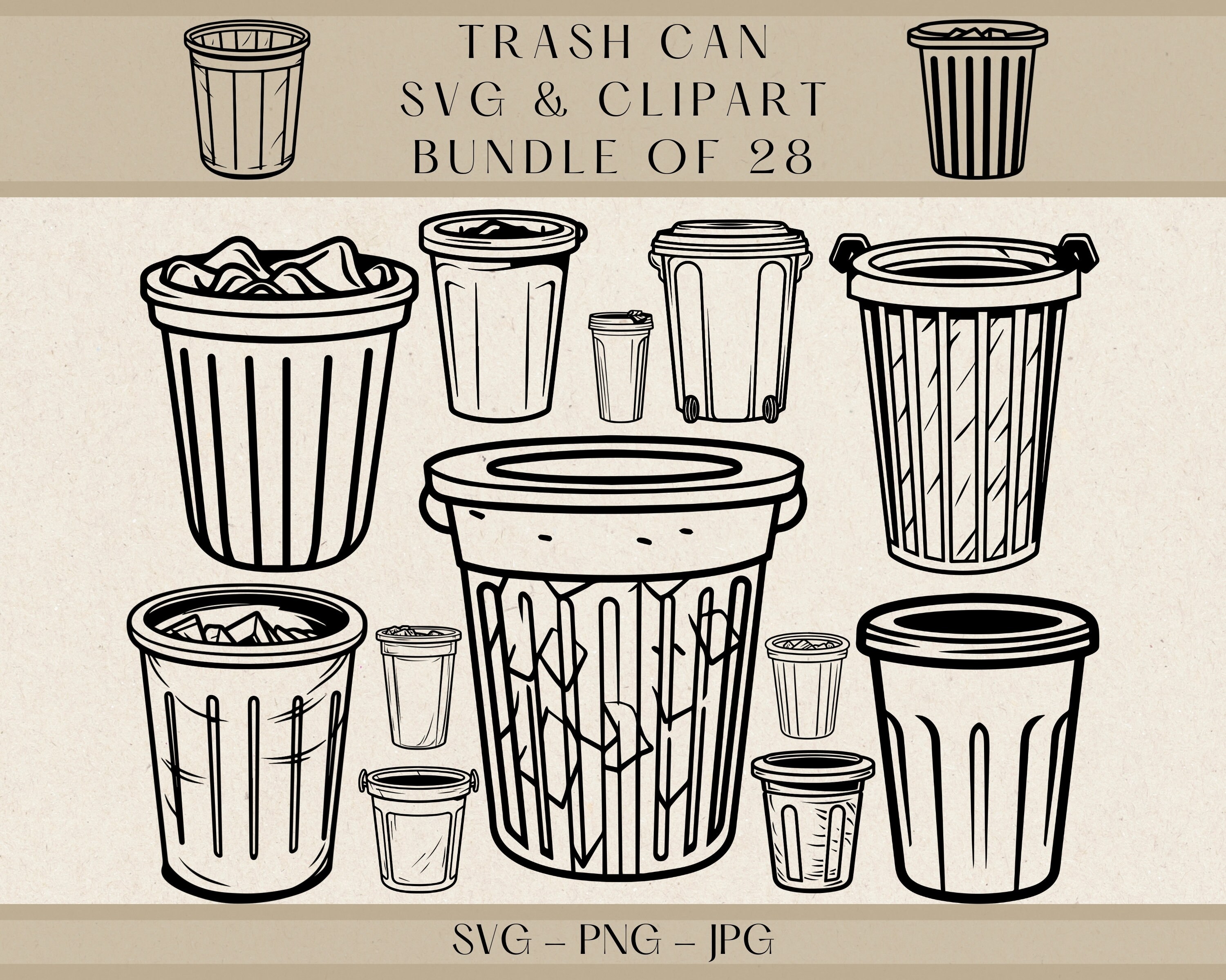 Trash Can Svg, Garbage Bin Svg, Recycle Bin Svg, Rubbish Bin Svg, Trash ...