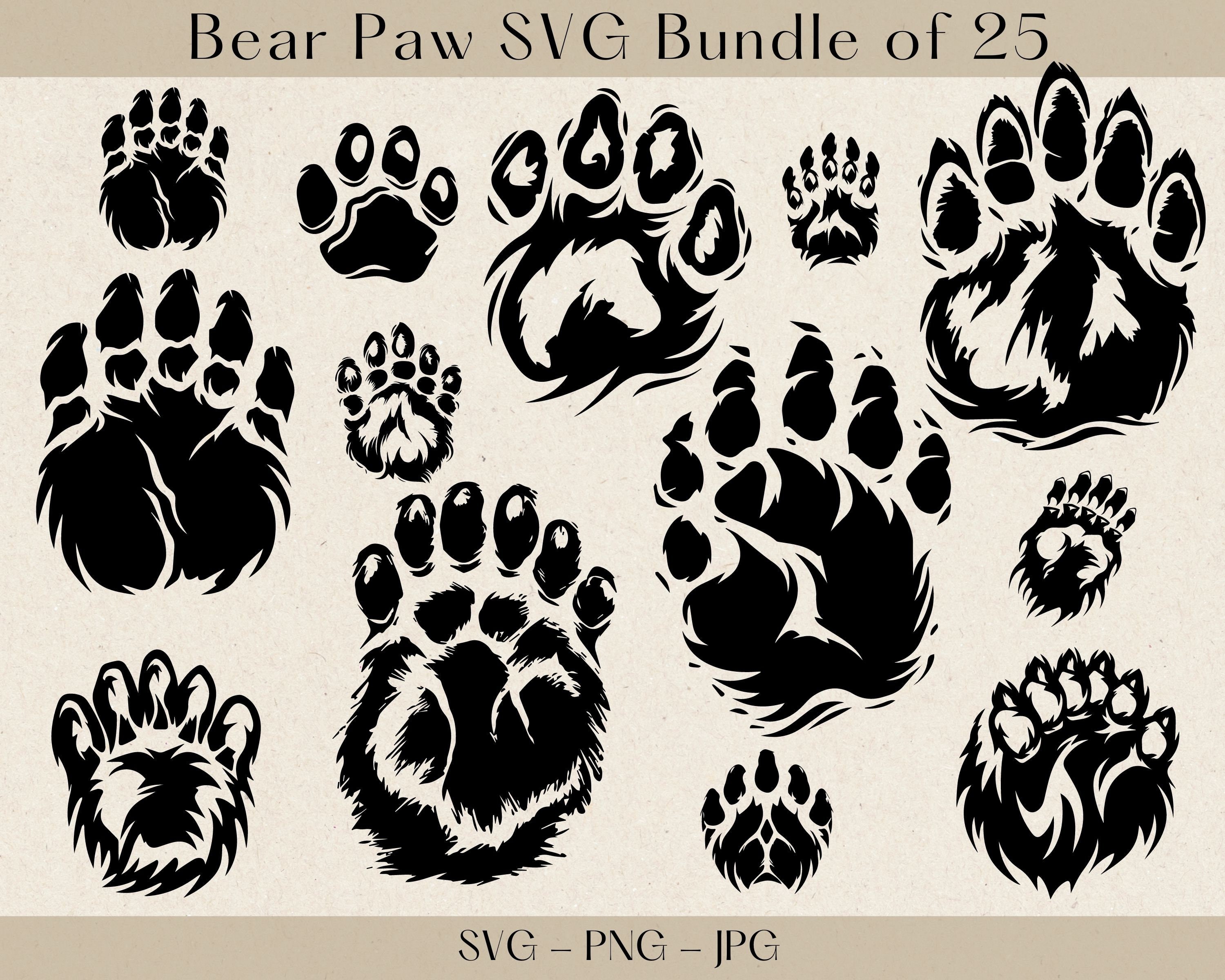 Bear Paw SVG Bundle Bear Paw SVG Paw With Claws SVG Bear - Etsy