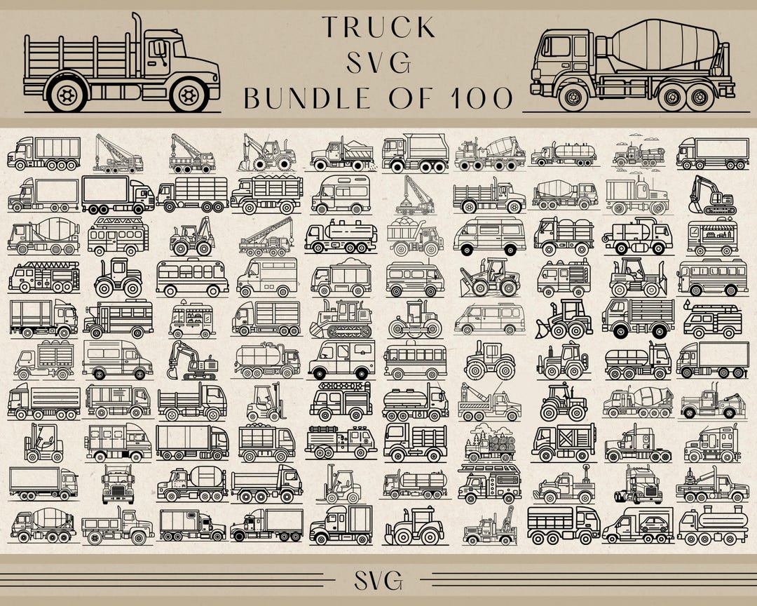 Truck SVG Bundle | 100 Truck & Vehicle Designs | Digital Download | SVG ...