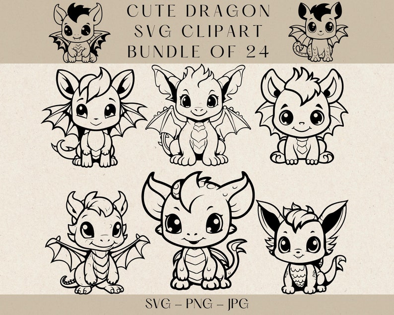 Cute Dragon Svg, Baby Dragon Svg, Dragon SVG, Dragon Clipart, Dragon ...