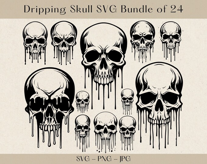 Dripping Skull Svg, Skull Svg, Skull Clipart, Melting Skull Svg, Skull ...