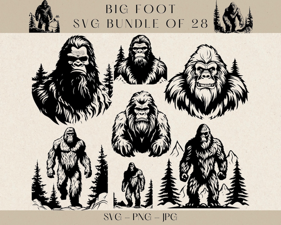 Bigfoot Svg Bigfoot Silhouette Bigfoot Vector Bigfoot Clipart Bigfoot Png Sasquatch Vector
