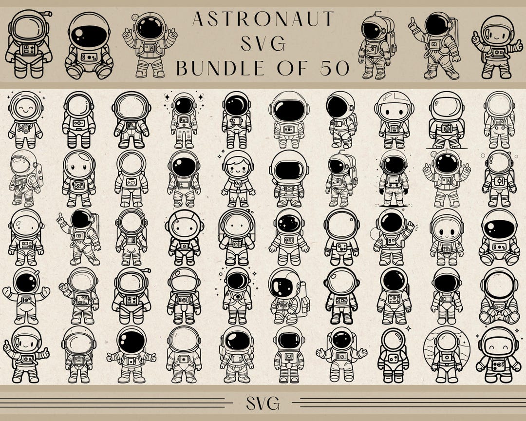 Astronaut SVG Bundle | 50 Space Explorer Designs | Digital Download ...