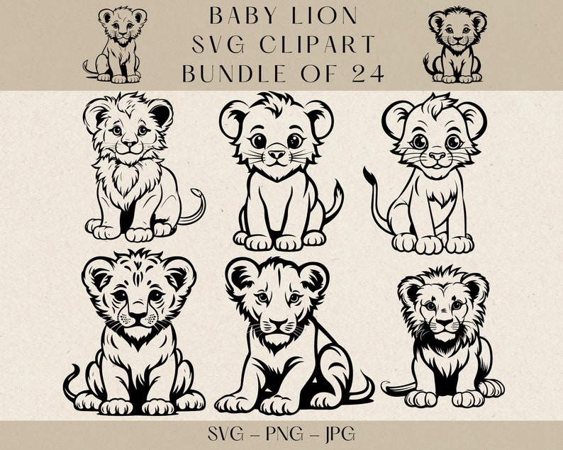 Baby Lion SVG, Baby Lion Clipart, Lion Svg, Lion Clipart, Doodle Animal ...