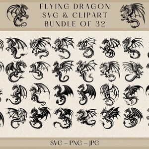 Fliegender Drache SVG, Drache SVG-Bundle, Drache Clipart, Drache Vektor ...