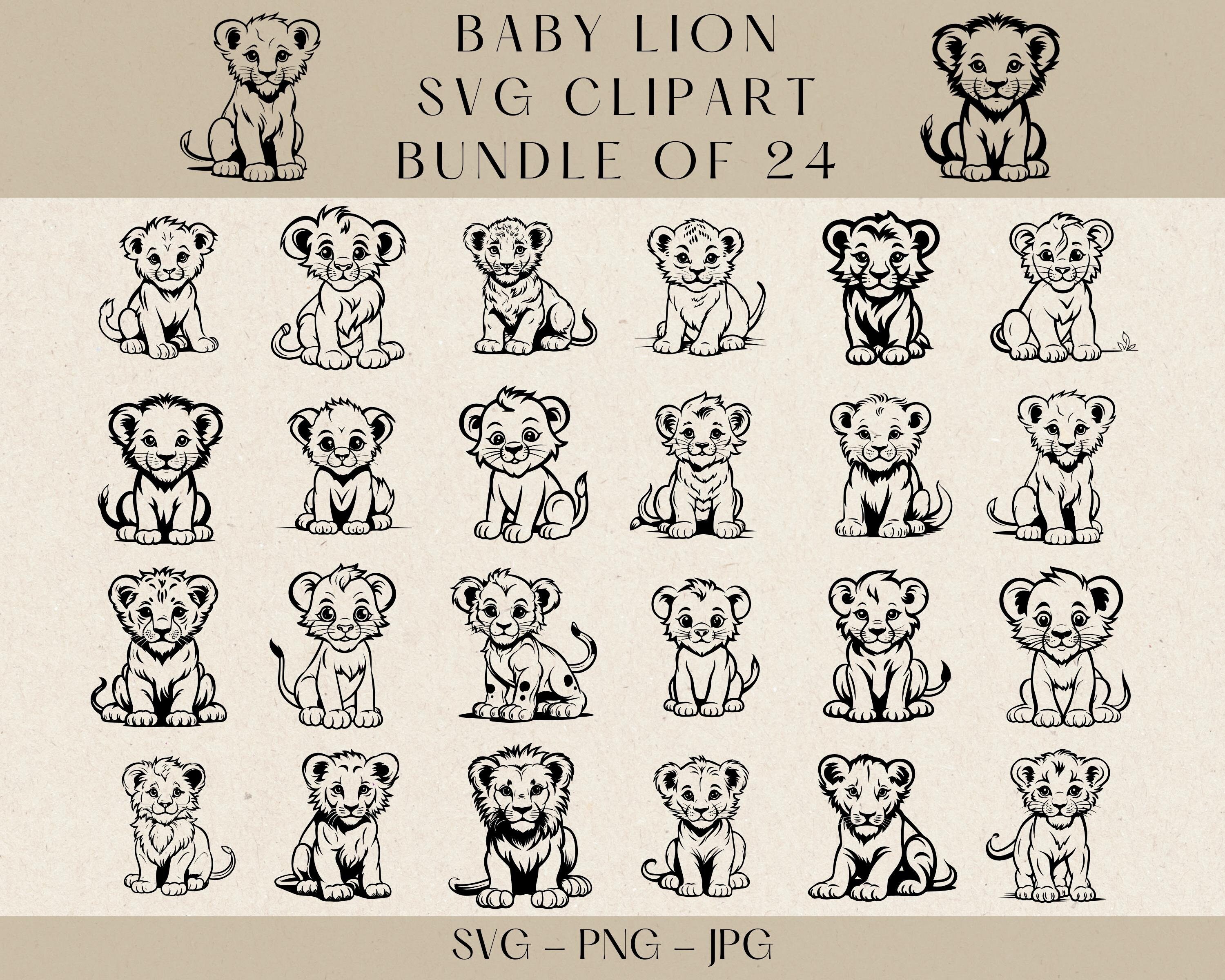 Baby Lion SVG, Baby Lion Clipart, Lion Svg, Lion Clipart, Doodle Animal ...