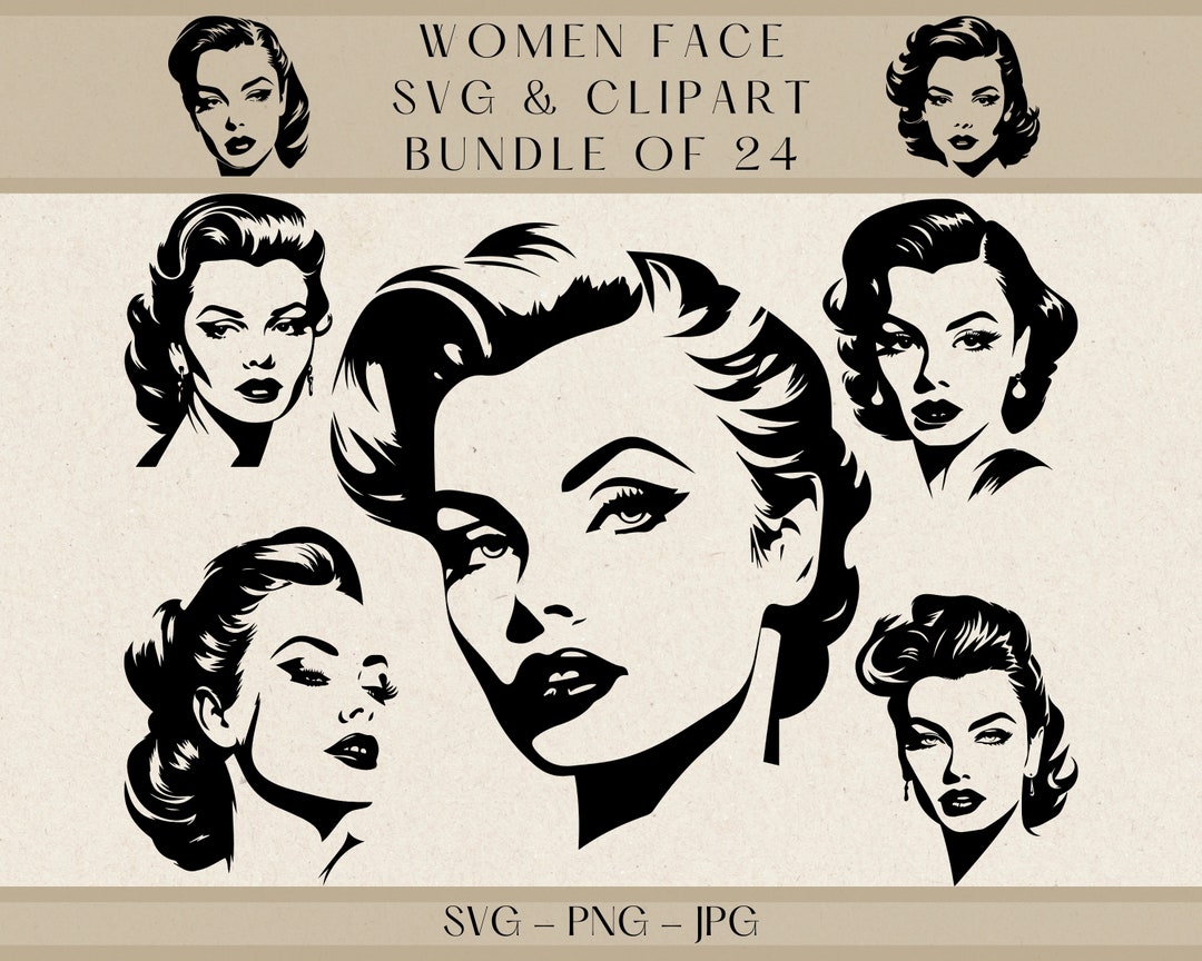 Woman Face SVG, Woman Face Png, Feminine SVG, Woman Face Vector ...