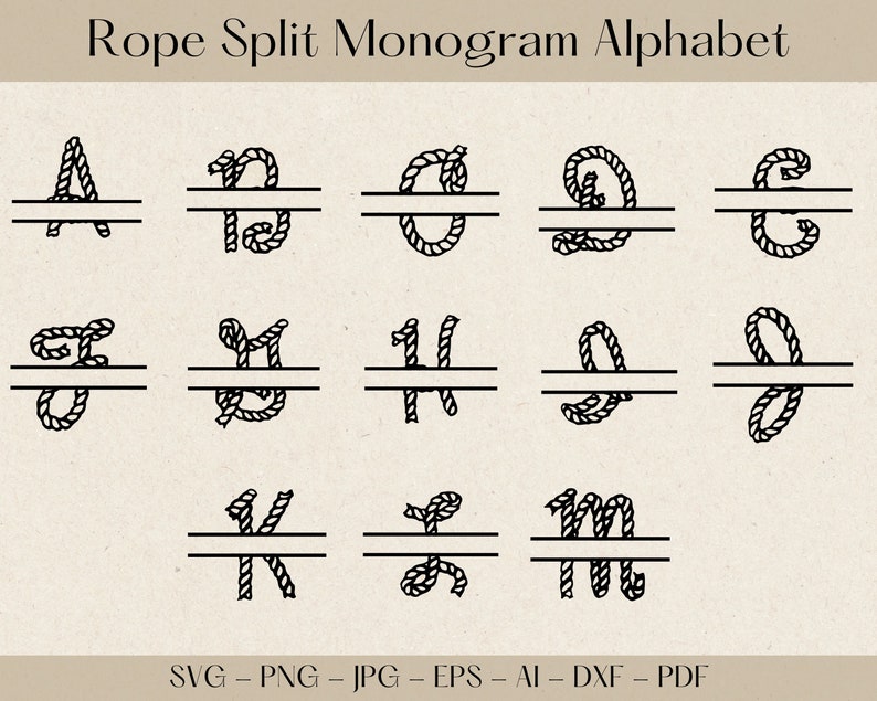 Rope Split Monogram Alphabet SVG Nautical Monogram Svg Split - Etsy