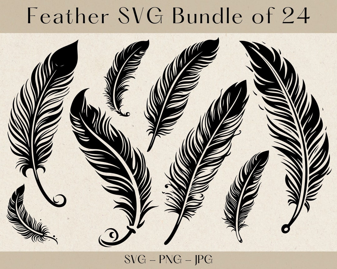 Feather SVG Bundle, Feather Svg, Boho Svg, Feather Clipart, Feathers ...