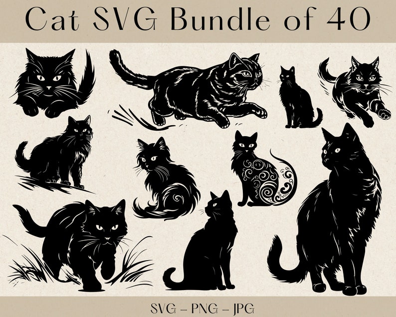 Cat SVG Bundle Cat SVG Cat Clipart Cat PNG Kitten Svg Pet - Etsy