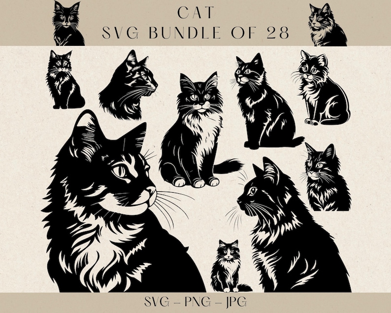 Cat Svg Cat Vector Cat Clipart Cat Png Cat Silhouette Cat - Etsy