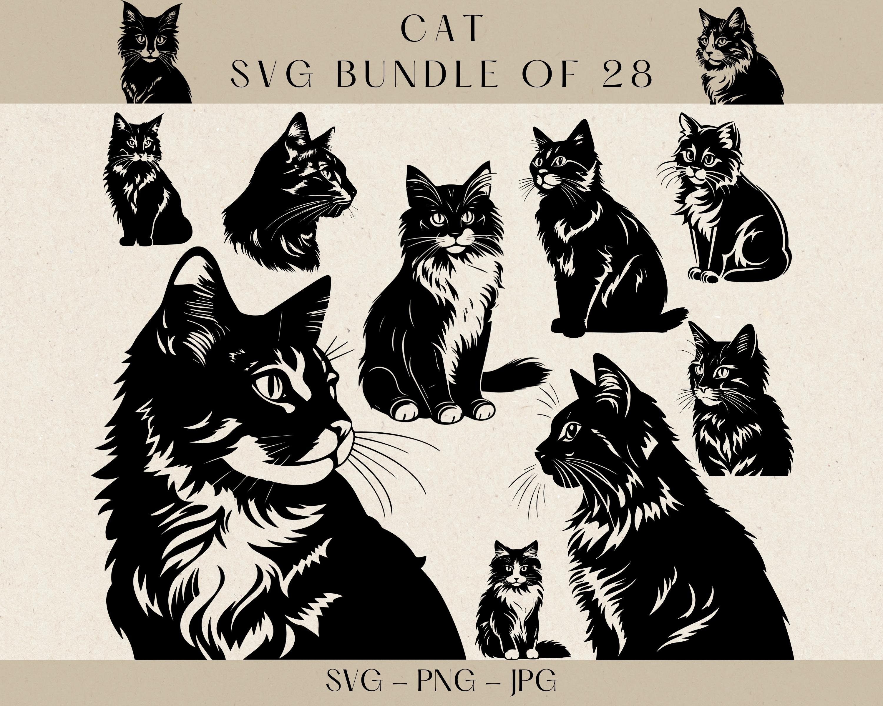 Cat Svg Cat Vector Cat Clipart Cat Png Cat Silhouette Cat - Etsy