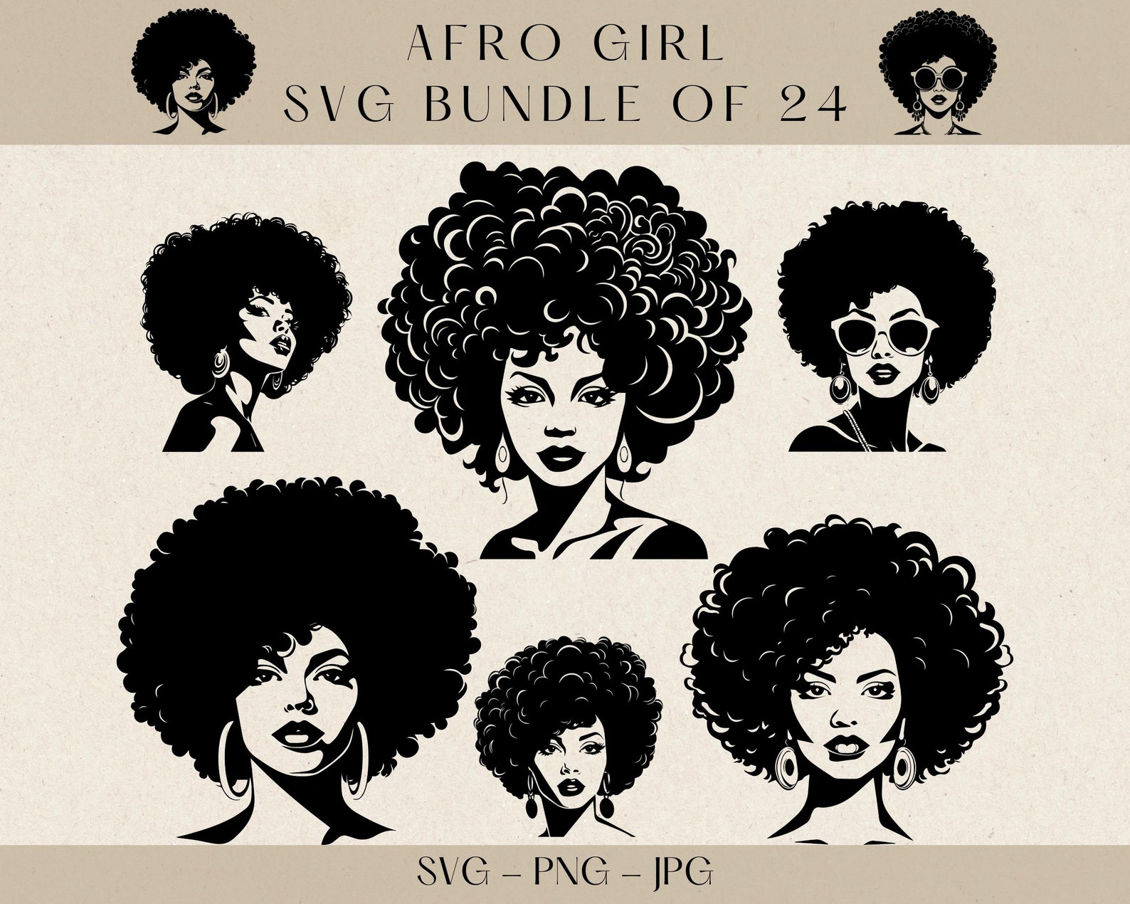 Afro SVG, Afro Girl SVG, Afro Woman Svg, Afro Ladies SVG, Afro Queen ...