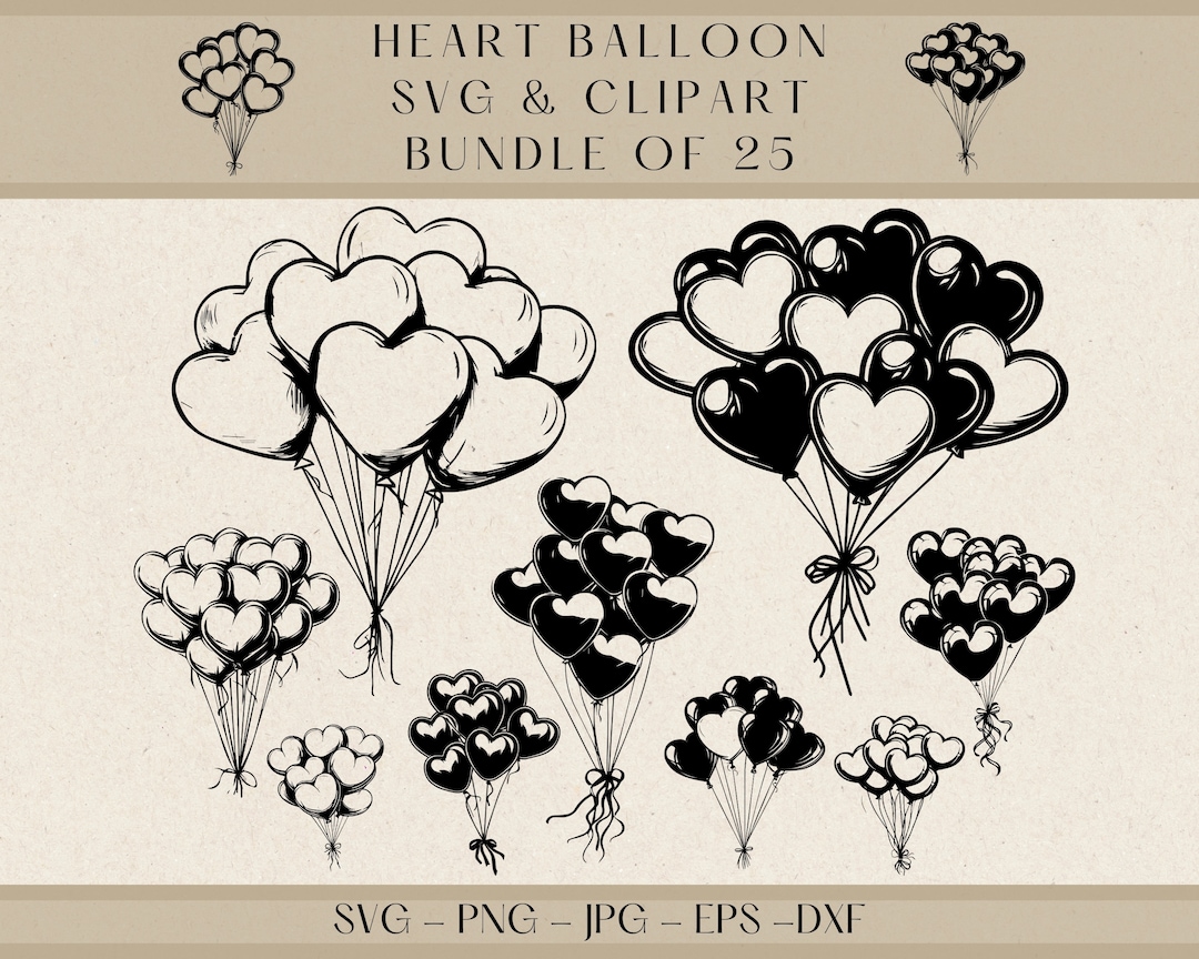 Heart Balloon Svg, Heart Balloon Png, Heart Balloon Clipart, Heart ...