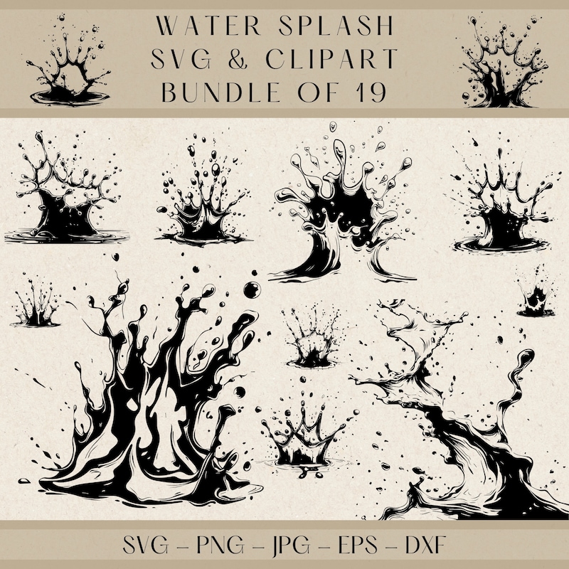 Water Splash Clipart - Etsy