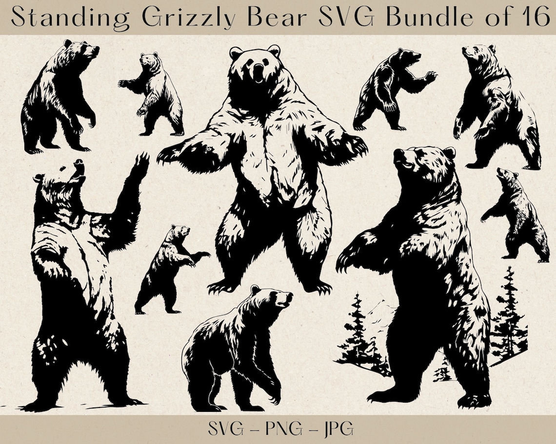 Standing Bear SVG Grizzly Bear SVG Bear SVG Bear Svg - Etsy Canada
