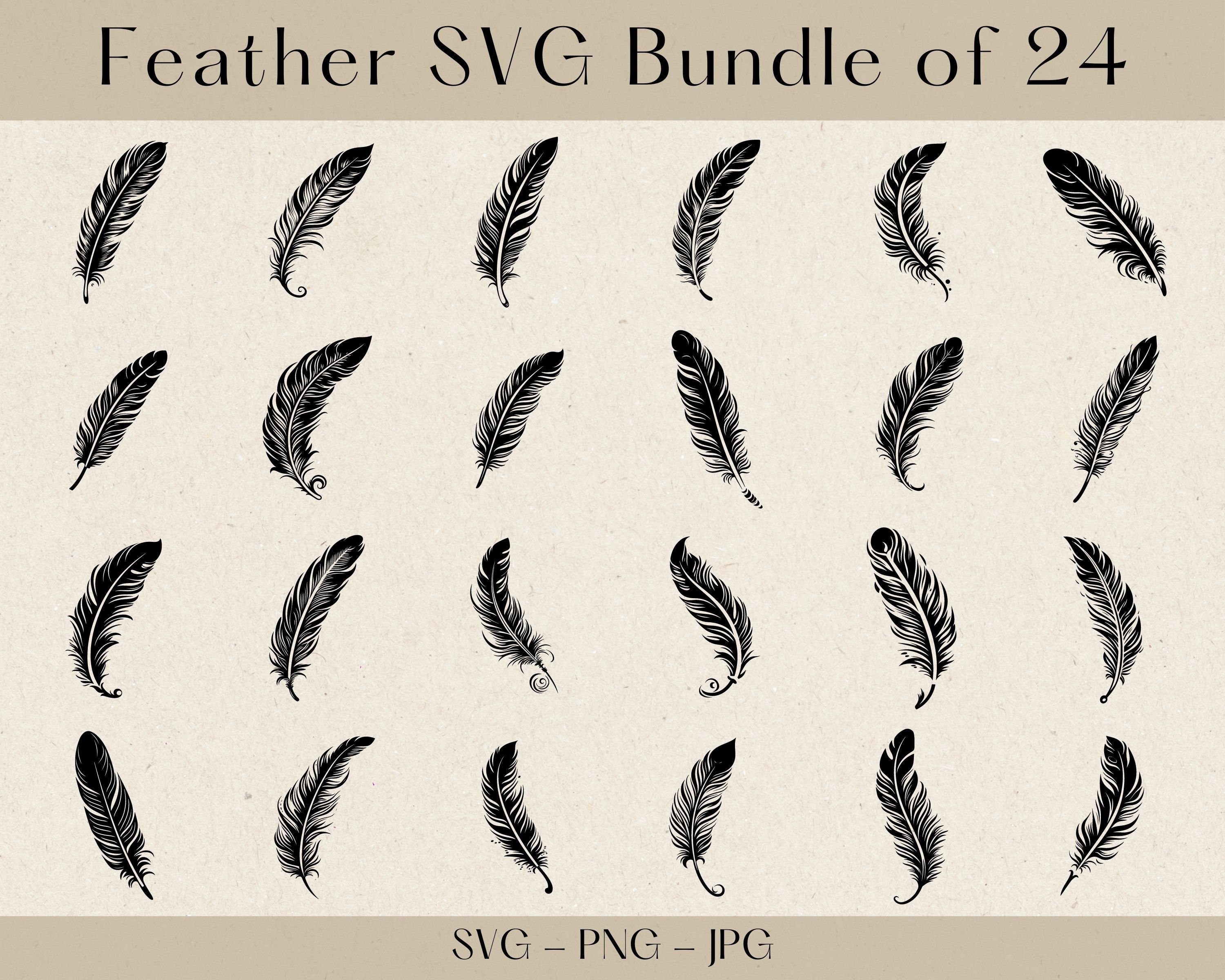 Paquete SVG de plumas, Pluma svg, Boho svg, Imágenes prediseñadas de ...