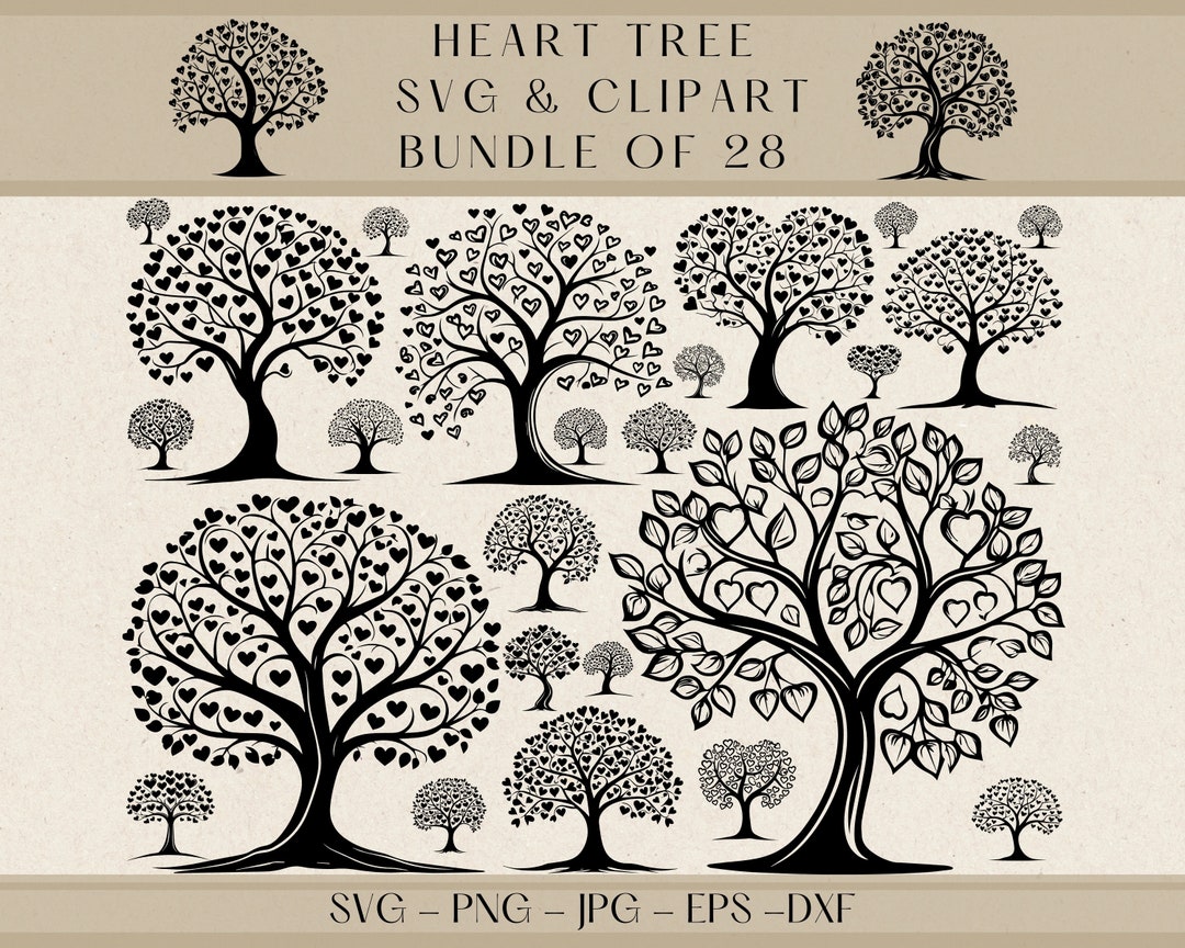 Heart Tree Svg, Love Hearts Tree Svg, Love Tree Svg, Tree Svg, Tree ...