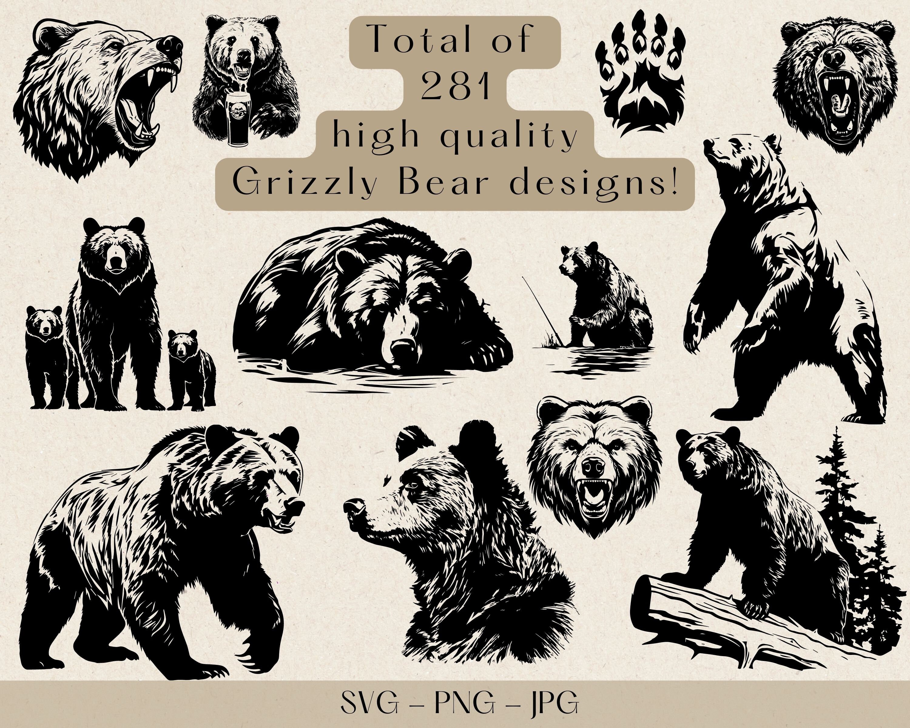 Grizzly Bear SVG Bundle Grizzly Bear SVG Bear Head Svg Bear - Etsy New Zealand