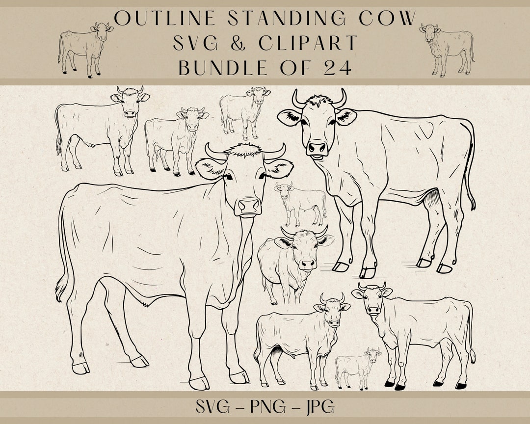Outline Cow Svg, Cow SVG, Cow SVG Bundle, Cow Head Svg, Cow Clipart ...