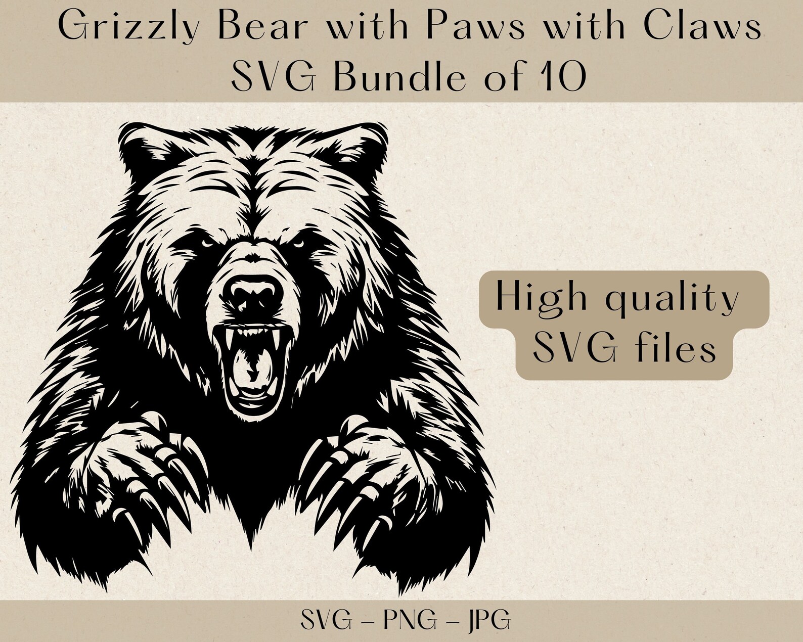 Grizzly Bear With Paws With Claws SVG Bundle, Grizzly Bear Svg, Bear Paws Svg, Bear Claws Svg ...