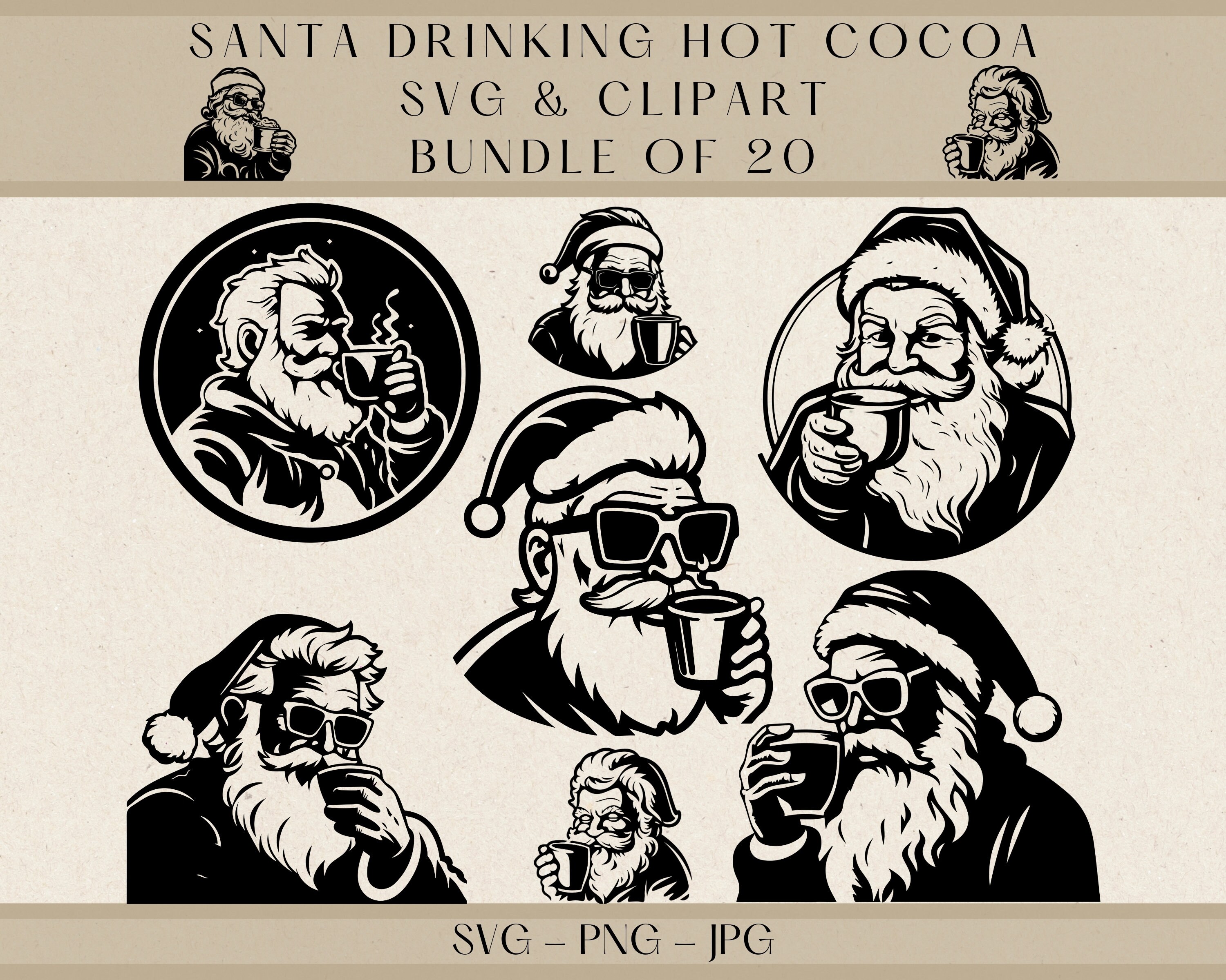 Santa Drinking Hot Cocoa Svg Santa SVG Santa PNG Santa - Etsy