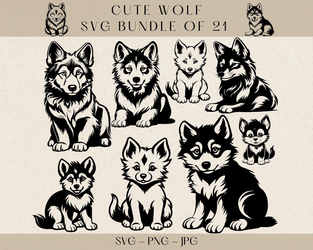 Cute Wolf SVG, Baby Wolf SVG, Wolf Svg, Wolf Png, Wolf Clipart, Wolf ...