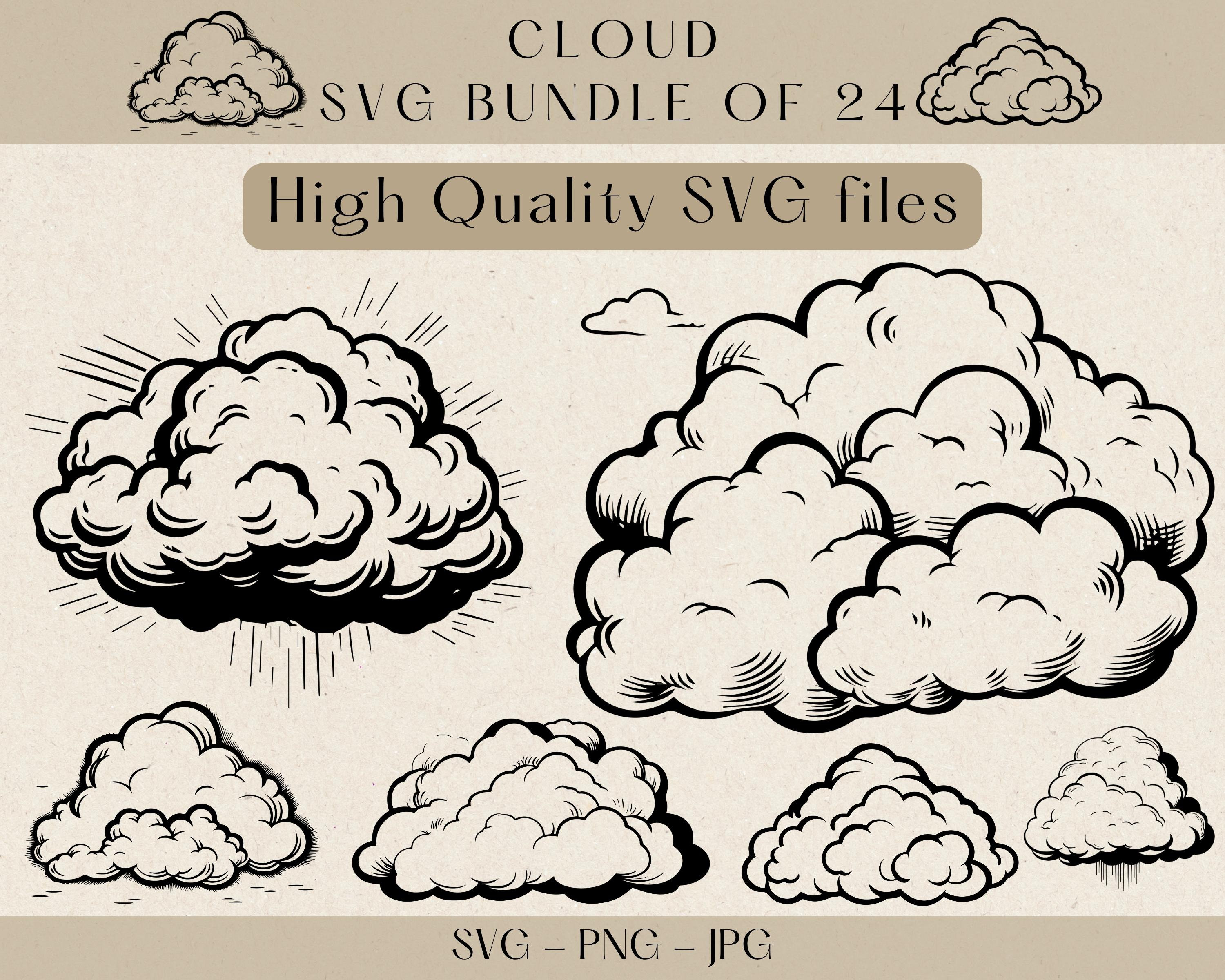 Cloud Svg Cloud Vector Cloud Clipart Cloud Png Rain Cloud - Etsy