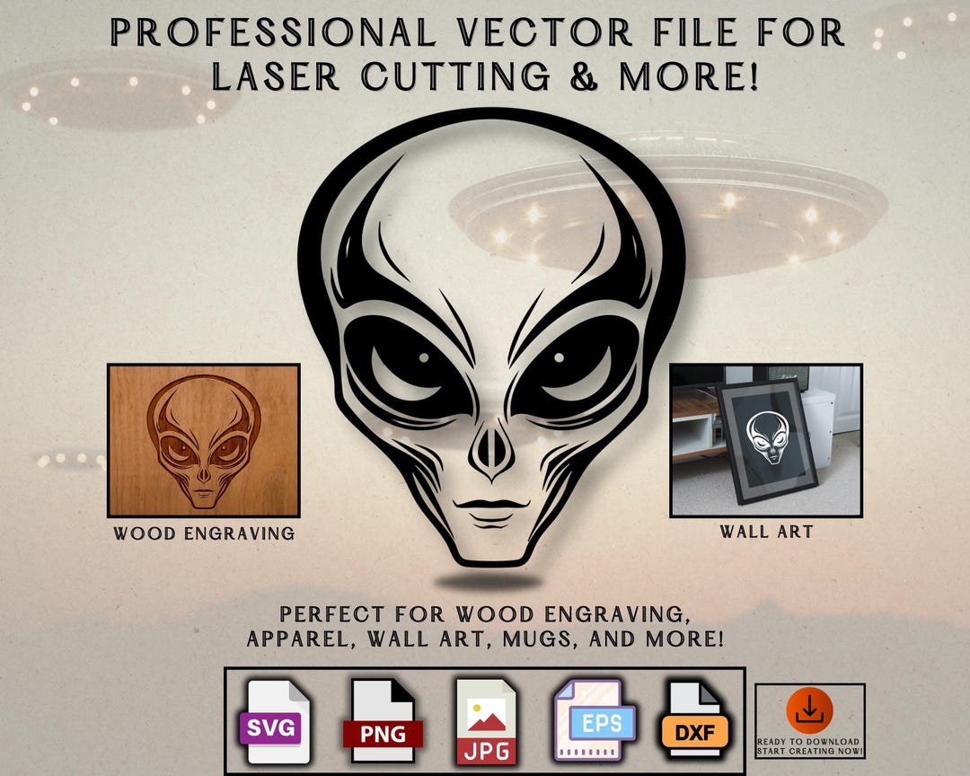 Alien Head SVG | Extraterrestrial Vector Clipart | Sci-fi Silhouette ...