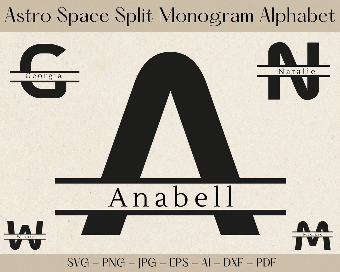 Astro Space Split Monogram Alphabet Svg, Split Monogram SVG, Astronaut ...