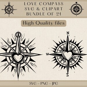 Heart Compass Svg, Compass Svg, Heart Svg, Love Svg, Valentines Svg ...