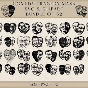 Comedy Tragedy Mask Svg, Comedy Tragedy Svg, Tragedy Silhouette ...