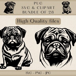 Pug Svg, Pug Png, Pug Clipart, Pug Vector, Pug Silhouette, Pug Svg Cut ...