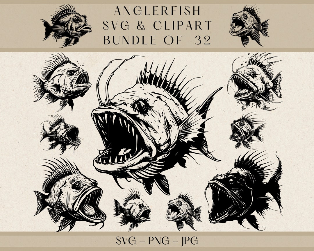 Angler Fish Svg, Angler Fish Clipart, Fish Svg, Fishing Svg, Fish Png ...