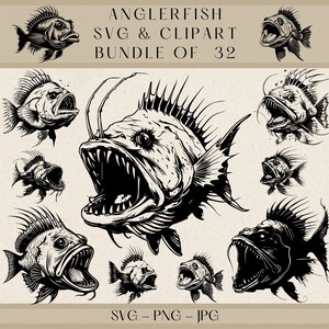Angler Fish Svg, Angler Fish Clipart, Fish Svg, Fishing Svg, Fish Png ...
