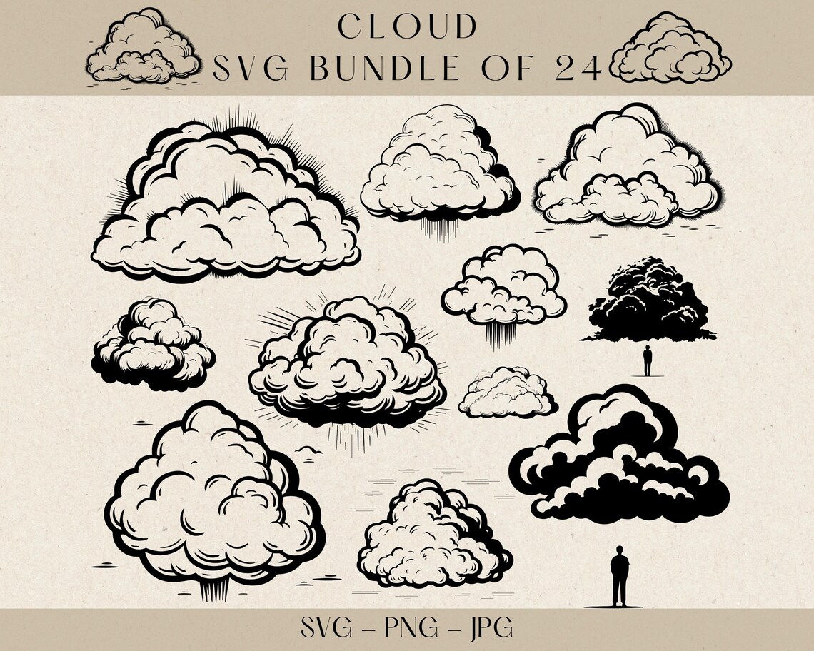 Cloud Svg Cloud Vector Cloud Clipart Cloud Png Rain Cloud - Etsy
