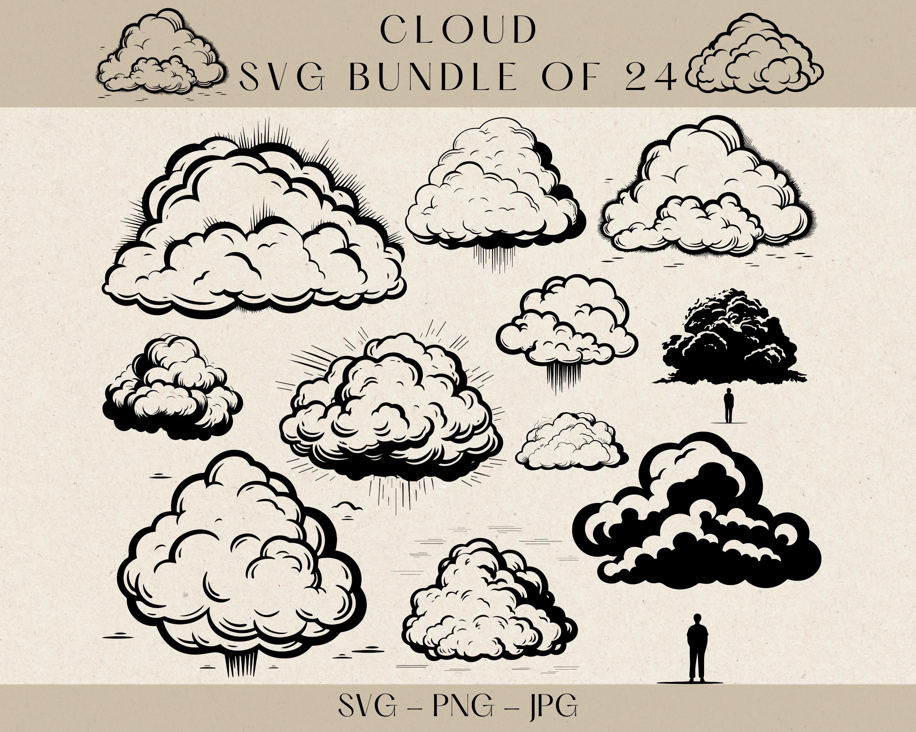 Cloud Svg Cloud Vector Cloud Clipart Cloud Png Rain Cloud - Etsy