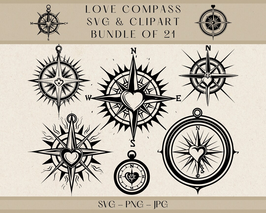 Heart Compass Svg, Compass Svg, Heart Svg, Love Svg, Valentines Svg ...