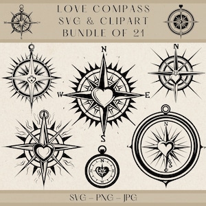 Heart Compass Svg, Compass Svg, Heart Svg, Love Svg, Valentines Svg ...