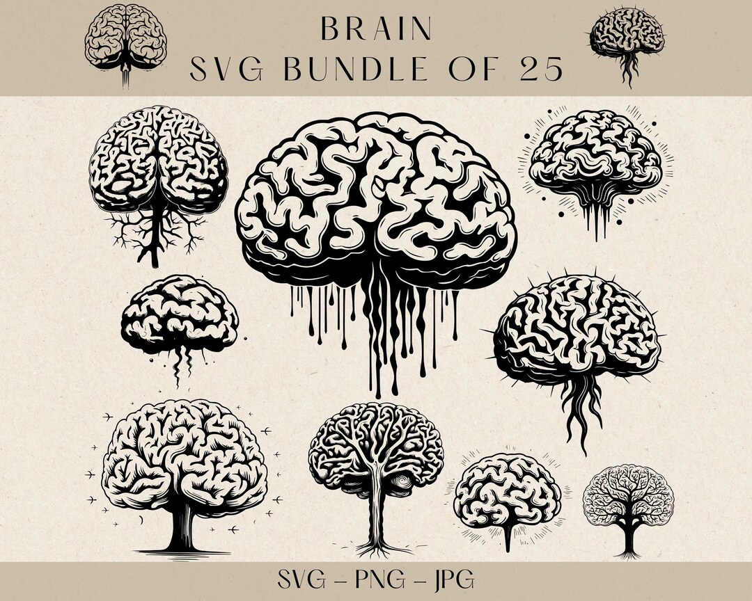 Brain SVG, Brain Clipart, Brain PNG, Brain Silhouette, Brain Vector ...