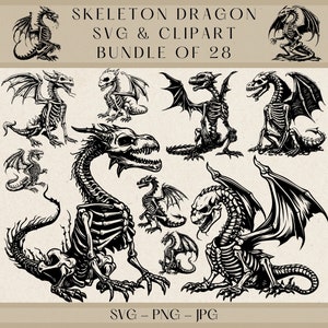 Skeleton Dragon, Dragon SVG, Dragon SVG Bundle, Dragon Clipart, Dragon ...