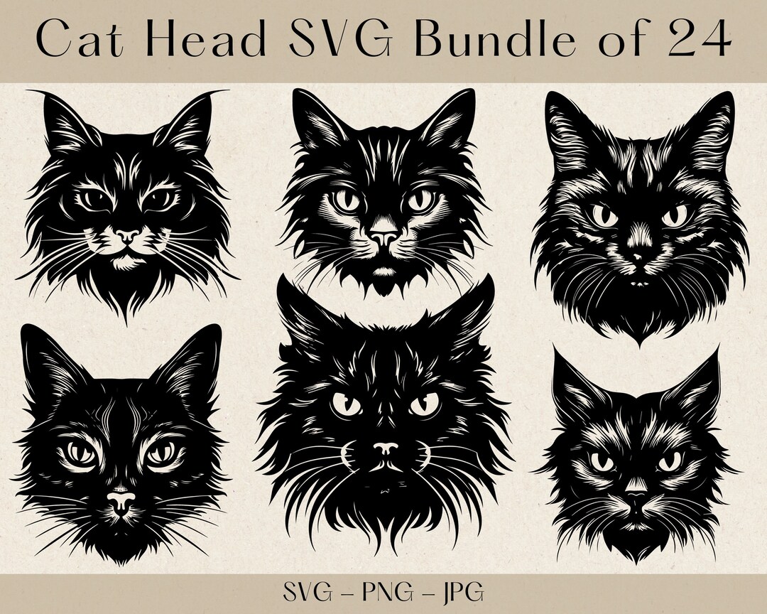 Cat Head SVG Bundle, Cat Head SVG, Cat Face Svg, Cat Face Svg Bundle ...