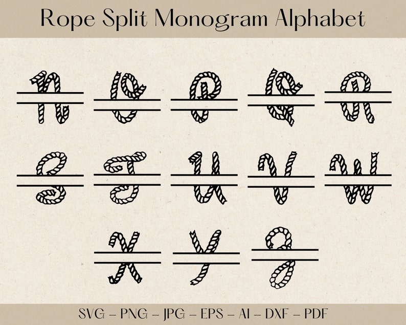 Rope Split Monogram Alphabet SVG Nautical Monogram Svg Split - Etsy