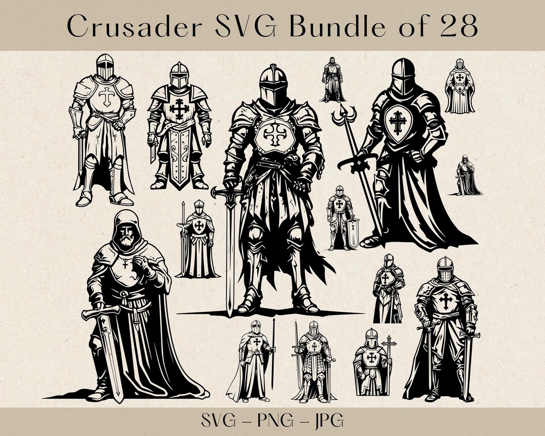 Crusader Knight SVG Bundle: Medieval Armor Clipart (digital Download ...