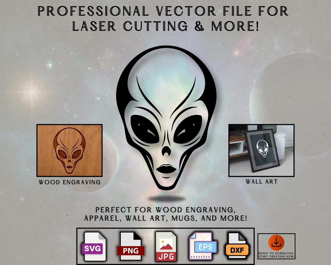 Female Alien Head SVG | Futuristic Extraterrestrial Clipart | Sci-fi ...