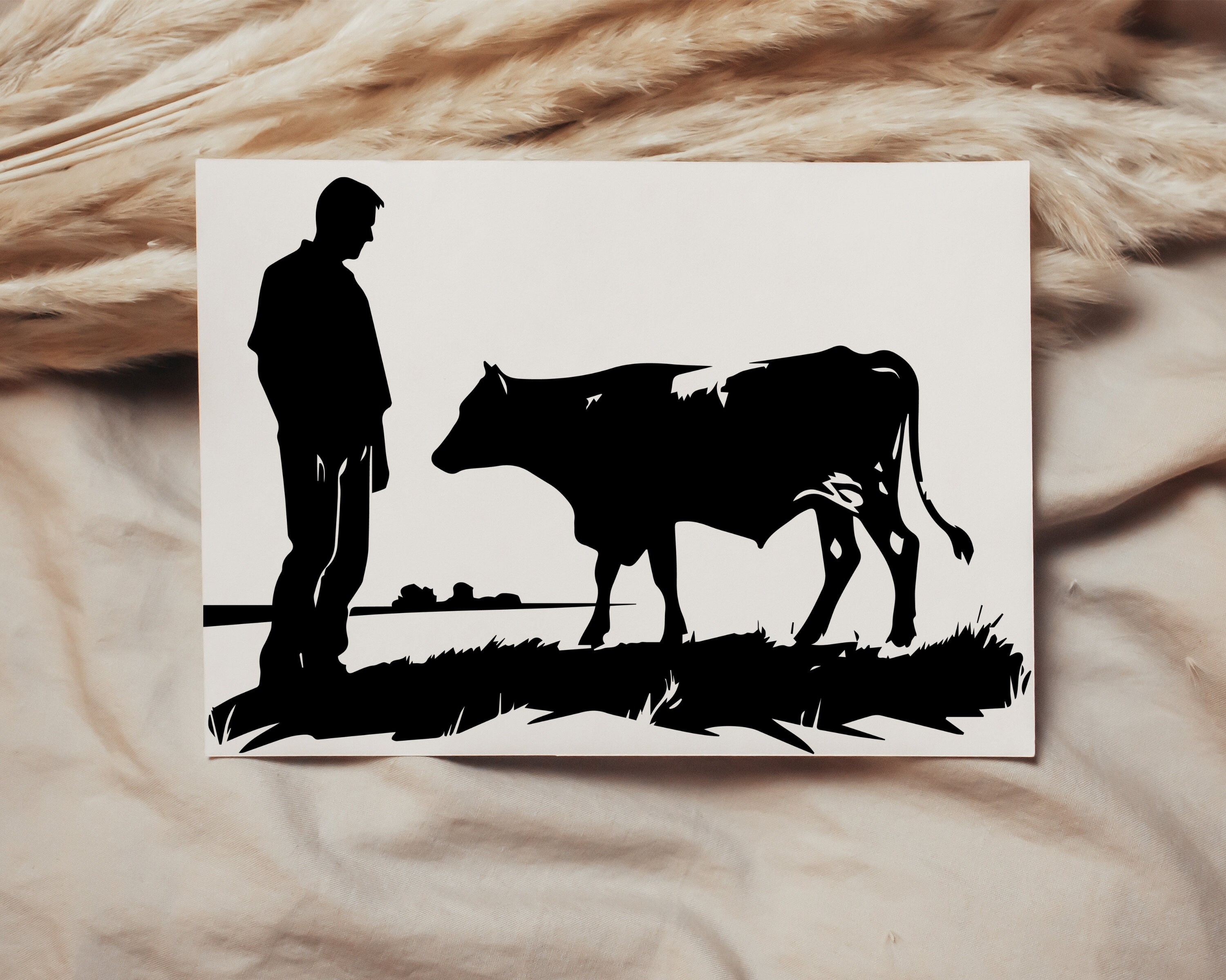 Cow With Farmer Svg, Cow Svg, Cow Png, Cow Clipart, Cow Vector, Cow ...