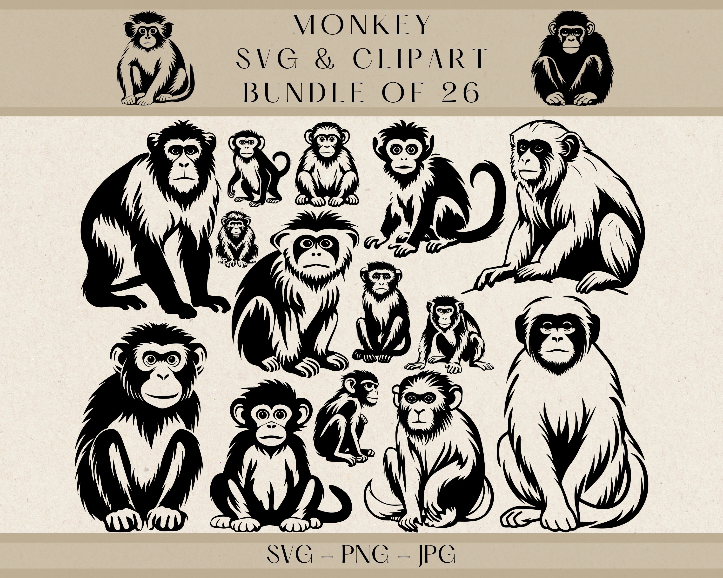 Monkey SVG, Monkey Png, Monkey Clipart, Monkey Vector, Monkey ...