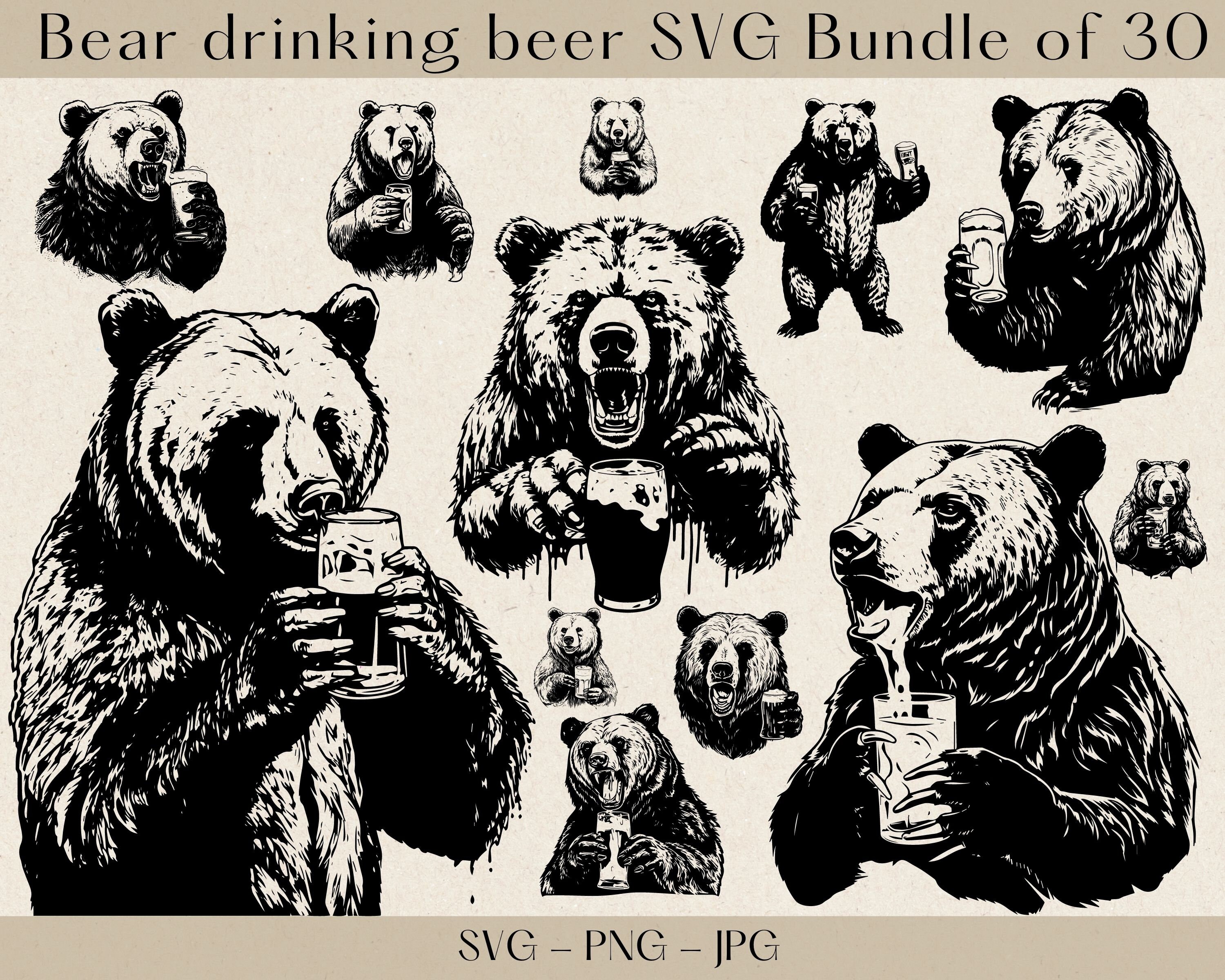Bear Drinking Beer Svg Drinking Bear SVG Bear SVG Bear PNG - Etsy UK